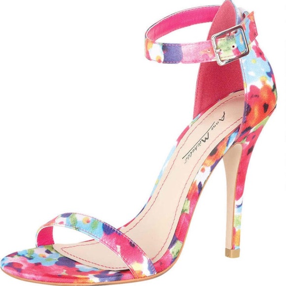 Anne Michelle | Shoes | Anne Michelle Multicolor Floral Ankle Strap ...
